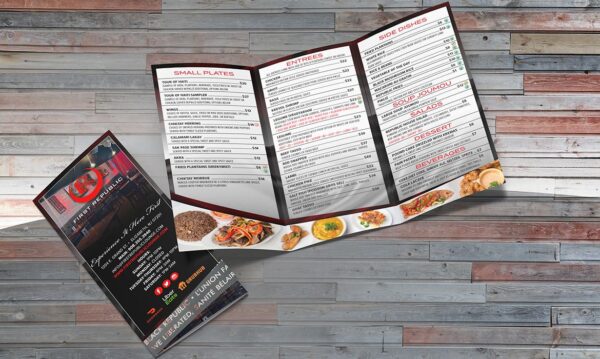 Refreshed Menu Design: First Republic Lounge & Restaurant